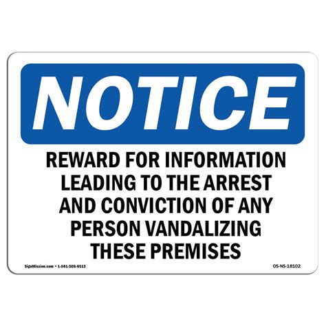 Signmission Reward For Information Leading To The Arrest Sign Wayfair