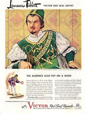 1944 Ww2 Era Ad Lawrence Tibbett On Victor Red Seal Records Opera Star