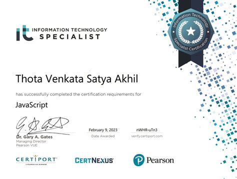 Akhil Thota On Linkedin Certiport Pearsonvue Javascript