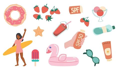 Premium Vector Cute Summer Set Collection Of Elements For Beach Party