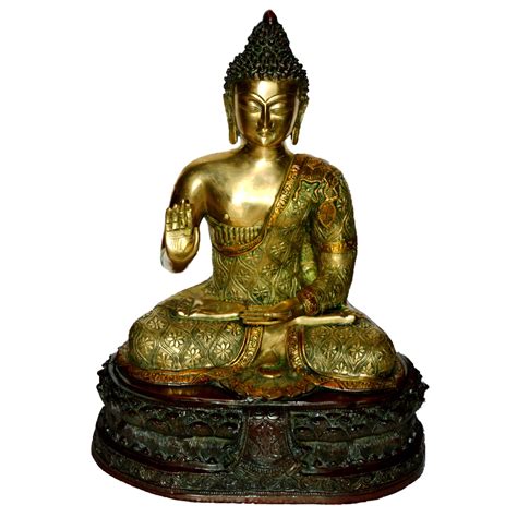 Antique Finish Brass Blessing Buddha Statue For Interior Decor Id