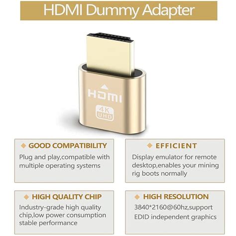 Hdmi Compatible Virtual Display Emulator 4k Hd Ddc Edid Dummy Plug Dongle Buy Online