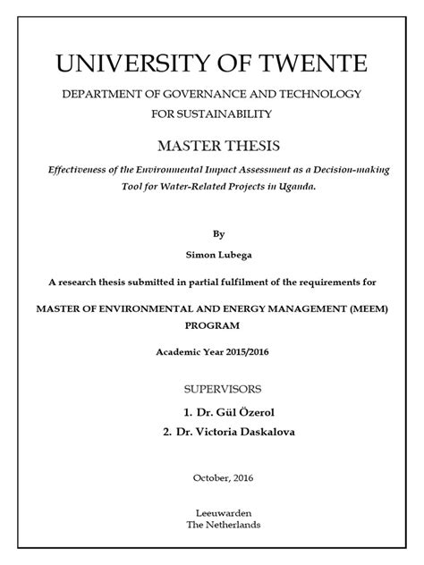 Thesis University Thesis Pdf Environmental Impact Assessment