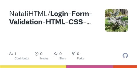 Github Natalihtmllogin Form Validation Html Css Javascript