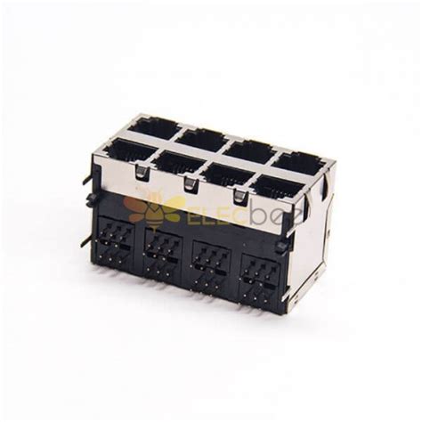 Elecbee 2x4 Rj45 Jack Modualr Connector Shielded Jack Through Hole Pcb Mount