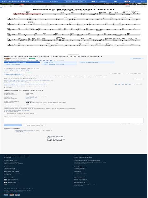 Wedding March From Lohengrin Lead Sheet Sheet Music For Piano Solo