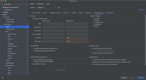Change Default Test Class Name Suffix In Intellij IDEA Stack Overflow