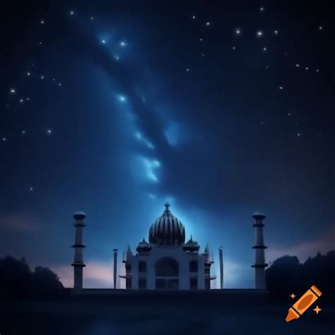 Taj Mahal Under A Starry Night Sky On Craiyon