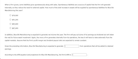 Solved 1 The AtN Equation Blue Elk Manufacturing Has The Chegg