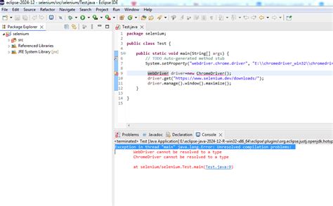 Java Webdriver Cannot Be Resolved To A Type In Selenium Webdriver Stack Overflow