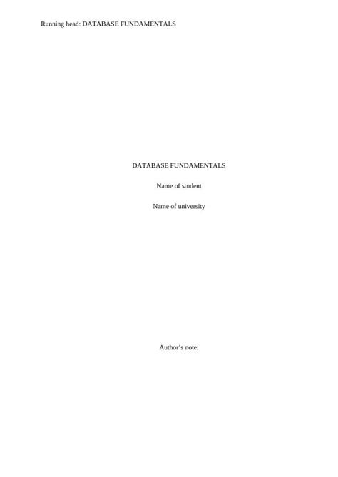 Database Fundamentals Report