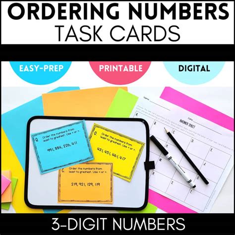 Ordering Numbers Task Cards 3 Digit Numbers Print And Digital Tpt