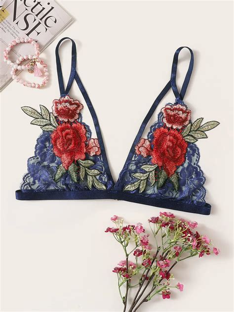 Bralette De Encaje Bordado Floral Seven Store