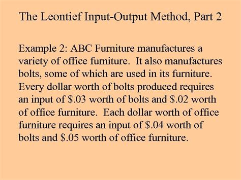 The Leontief Input Output Method Part 2 Example 1