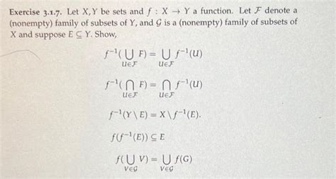 Solved Exercise 317 Let Xy Be Sets And Fx→y A Function
