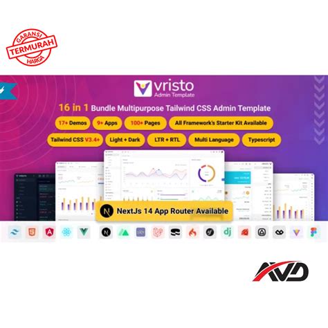 Jual Vristo Tailwind Admin Template Nextjs App Router Html Angular