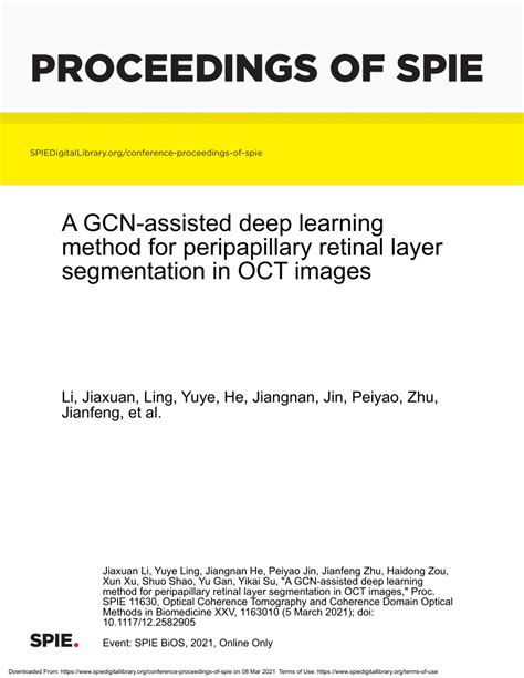 Pdf A Gcn Assisted Deep Learning Method For Peripapillary Retinal Layer Segmentation In Oct Images