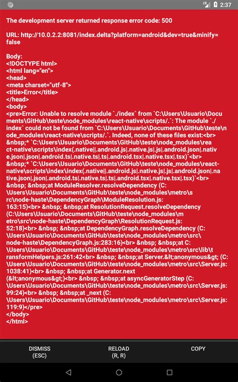 Cant Run A Fresh New Project Unable To Resolve Module Index