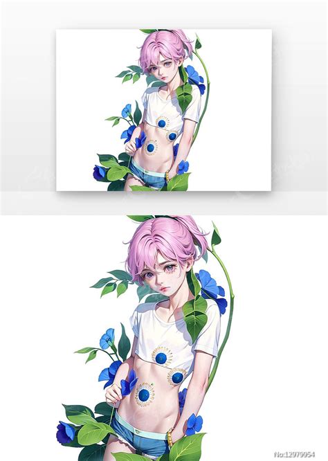 唯美女孩绿植插画免扣元素图片下载红动中国