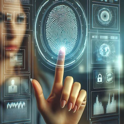 biometrics security system woman using fingerprint premium ai