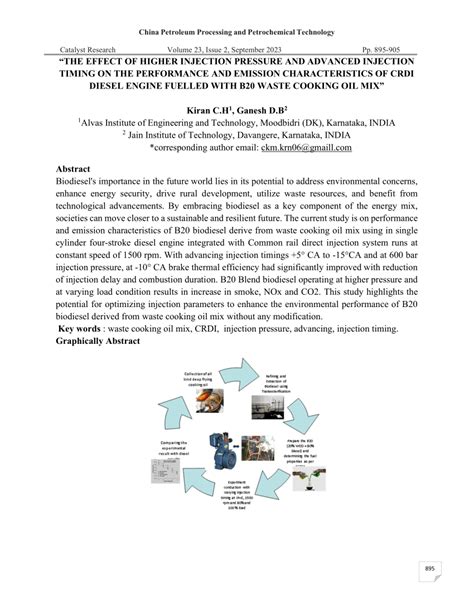 Pdf The Effect Of Higher Injection Pressure And Advanced Injection Timing On The Performance