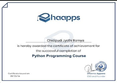 ramya chidipudi on linkedin python programming certification