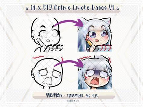 14x DIY Emote Bases Animestyle Versión 1 Twitch Youtube Discord