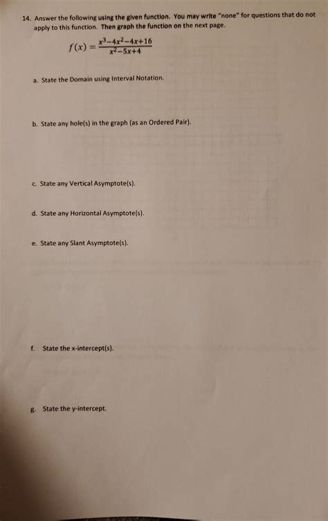 Solved Answer The Following Using The Given Function Chegg