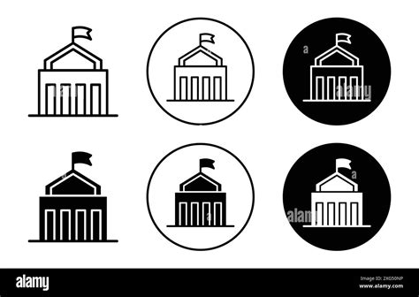 city hall building icon vector logo set collection for web app ui stock