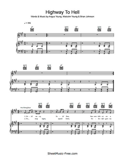 Highway To Hell Sheet Music AC DC SHEETMUSIC FREE