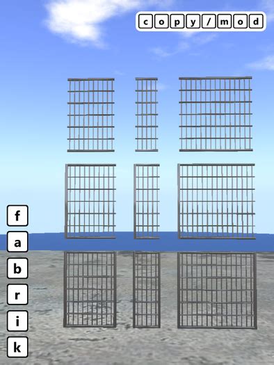 Second Life Marketplace Prison Cell Cage Wall Sections Copy Mod Version