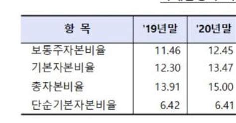 3분기 은행 위험자산 증가 Bis비율 046p 하락