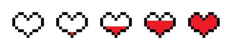Pixel Heart Set Health Bar Game Design Element Vector Art At