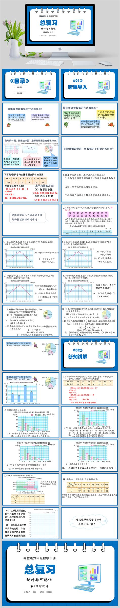 苏教版六年级数学下册总复习统计与可能性第1课时统计ppt模板 当图网