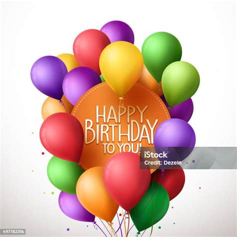 색상화 번치 의 생일 축하 풍선이 플라잉 대한 파티라는 생일에 대한 스톡 벡터 아트 및 기타 이미지 생일 풍선 2015년