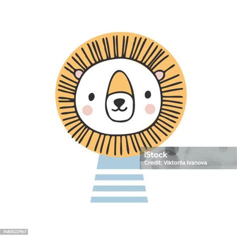 귀여운 사자 베이비 샤워를 위한 벡터 문자입니다 귀여운 벡터 일러스트레이션 아이 사자 직물 직물 및 선물 포장을 위한 이상적인