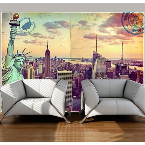 Papier Peint Carte Postale De New York 350 X 245 Cm Leroy Merlin