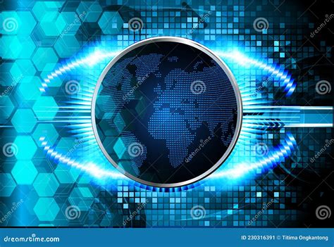World Binary Circuit Board Future Technology Blue Hud Cyber Security