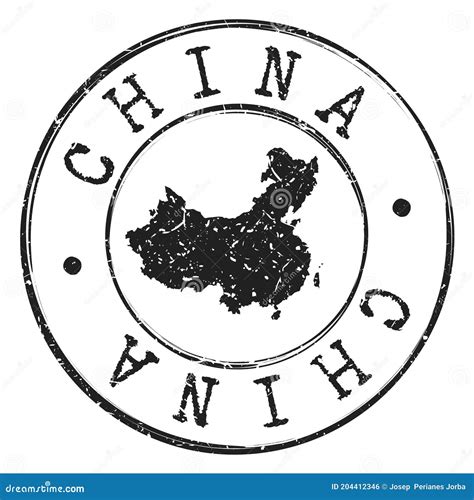China Silhouette Map Postal Passport Stamp Round Vector Icon Seal