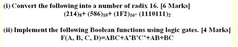 solved i convert the following into a number of radix 16