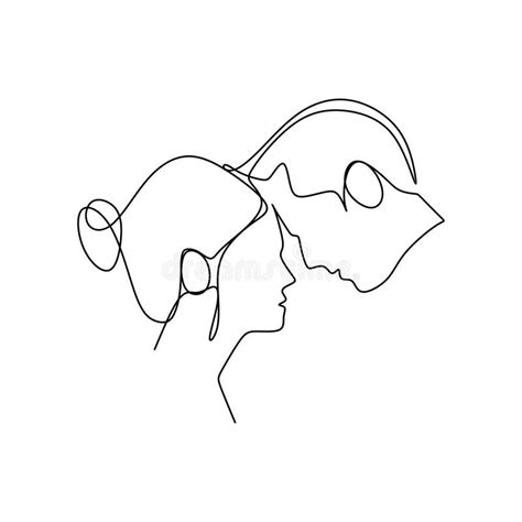 People Falling In Love A Happy Romantic Couple Portrait Minimal Design