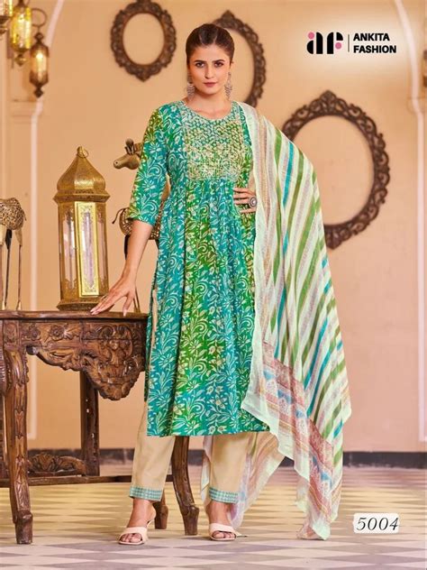 ANKITA FASHION ANERI COTTON PRINT FANCY DESIGNER NAYRA CUT KURTI WITH