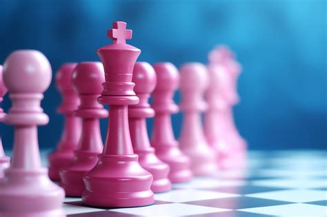 Premium Photo A Pink Chess Pieces On A Chessboard