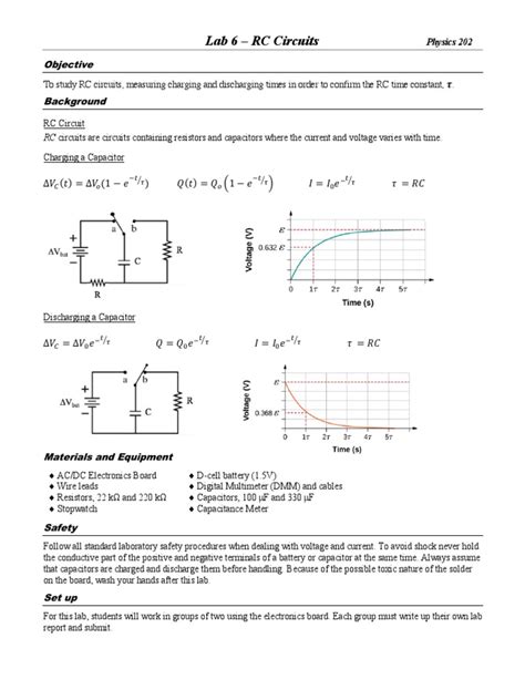Phys 202 Lab 6 Rc Circuits Lab Pdf Capacitor Voltage