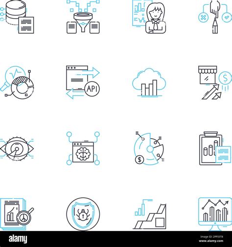 Information Storage Linear Icons Set Archive Backup Binary Cloud