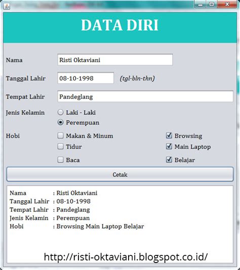Aplikasi Data Diri Dengan Java