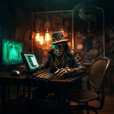 Premium Photo The Legendary Steampunk Hacker A Superhero Journey In