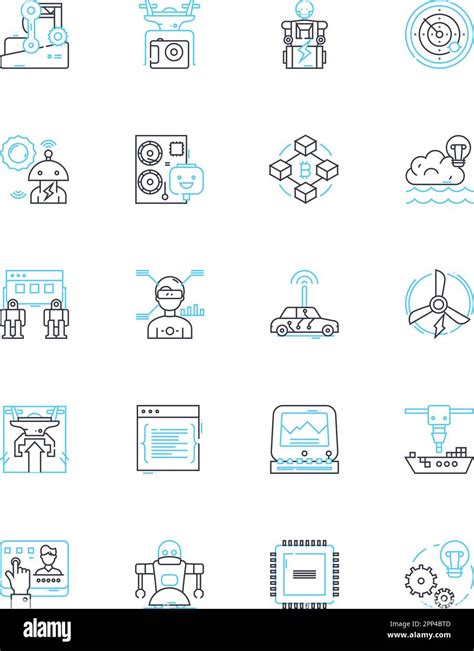 Flying Robots Linear Icons Set Drs Quadcopters Hovercraft Helicopters Airborne Unmanned