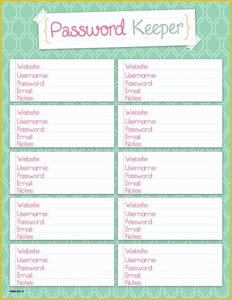 Free Password Keeper Template Printable Of 9 Sample Password