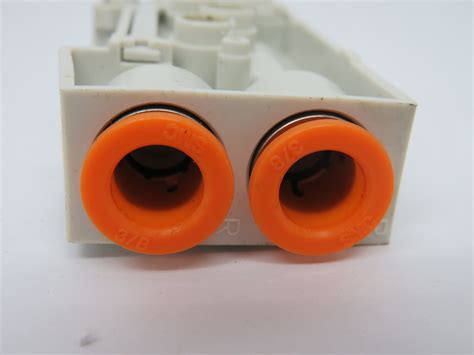 Smc Sx5000 50 1a N11 Manifold Block Assembly 3 8 Fitting Used Industrial Automation Canada